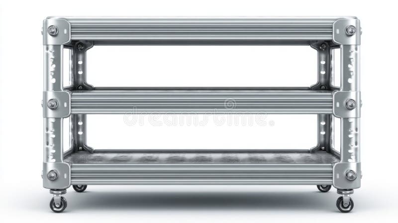 Three Tier Metal Rolling Cart with Wheels Stock Illustration ...