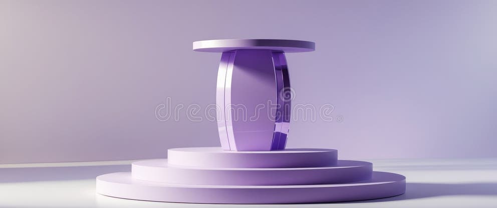 Three Tier Purple Podium on Light Surface Stock Image - Image of level ...