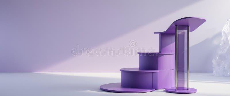 Three Tier Purple Podium on Light Surface. Stock Photo - Image of rank ...