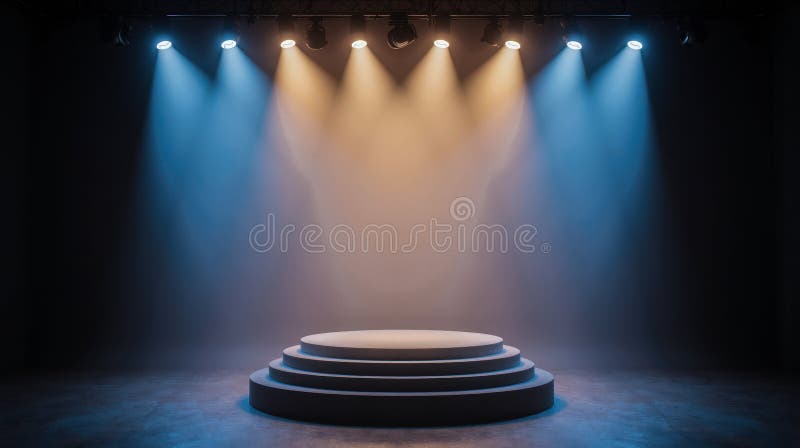 Three-tier Stage with Spotlights, Glowing Lights, Circular Platform ...