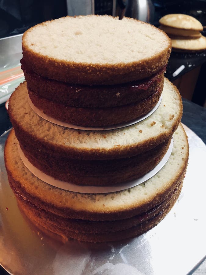 Three Tier Wedding Cake (white Cakes with Raspberry Filling Stock Image ...