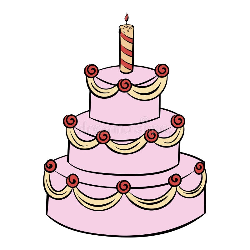 Three-tiered Birthday Cake Icon Cartoon Stock Vector - Illustration of ...