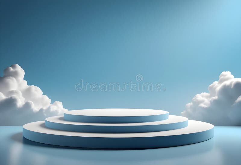 A Three-tiered Circular Product Stand Set Up, in a 3D Style Stock ...