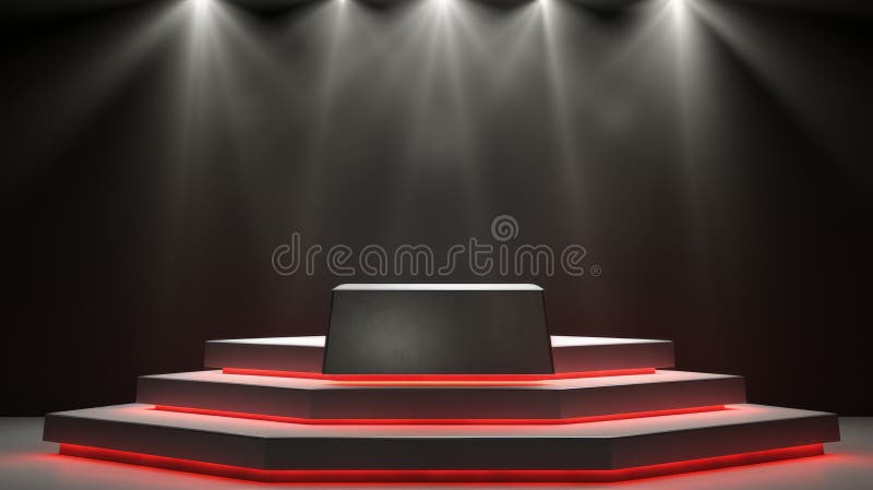 Three Tiered 3d Podium with Spotlights Stock Illustration ...