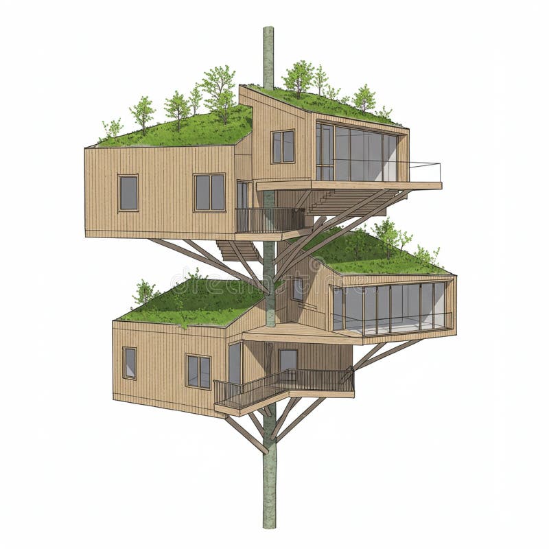 Tiered Wooden Treehouse Stock Illustrations – 5 Tiered Wooden Treehouse ...