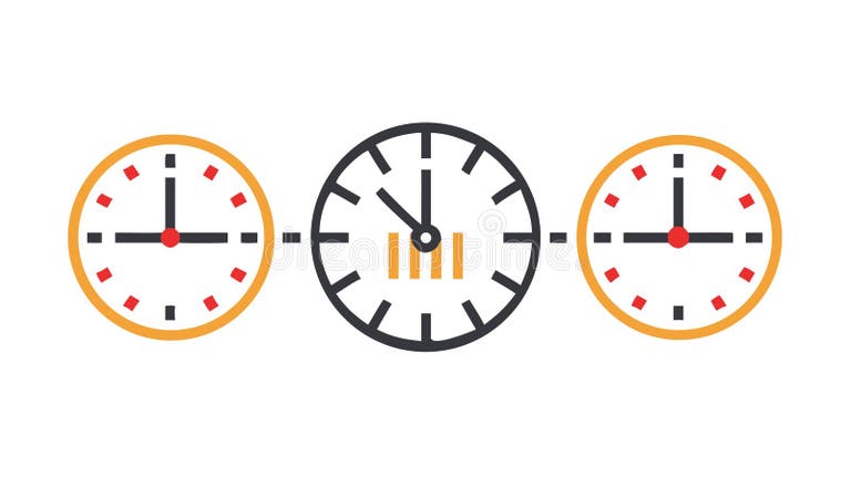Three Time Zones Clocks, Symbolizing Global Communication, Vector ...