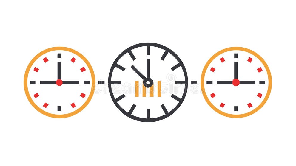 Three Time Zones Clocks, Symbolizing Global Communication, Vector ...
