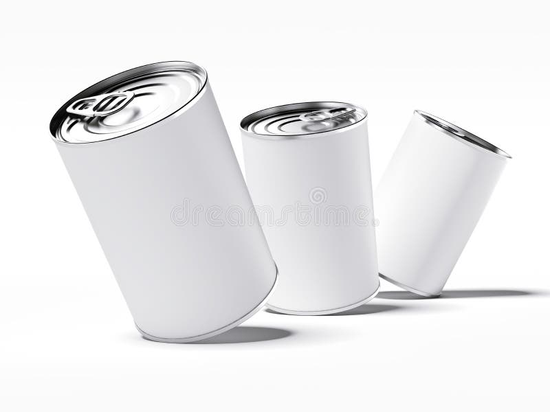Three Tin Cans with Blank Label. 3d Rendering Stock Photo - Image of ...