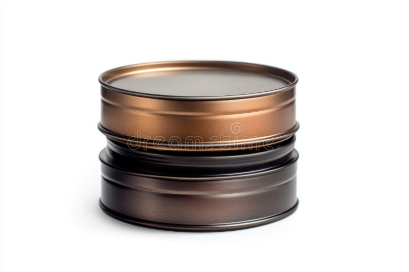 Three Tin Cans Stacked on Top of Each Other, Possibly for Storage or ...