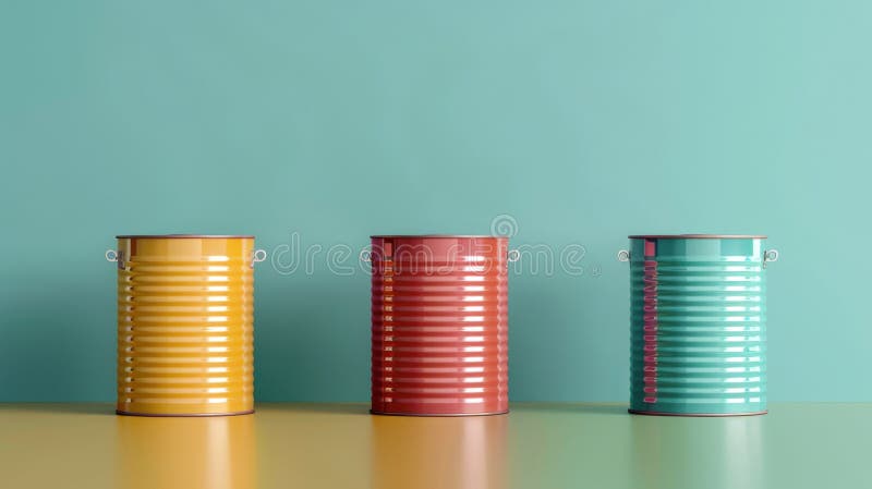 Three Tins Arranged on a Table, Versatile for Various Projects Stock ...