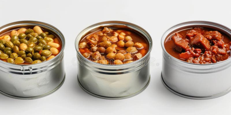 Three Tins Filled with Different Types of Food. Ideal for Food and ...