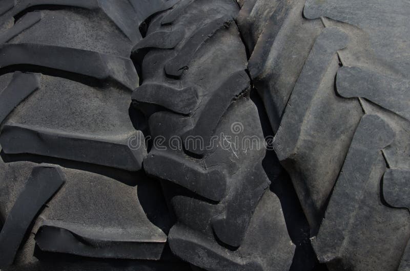 Three Old Tires Stacked, Close-up of a Truck Tire. Environmental ...