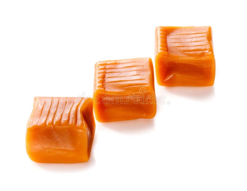 Three Toffee Caramel Candies Isolated on White Background Stock Image ...