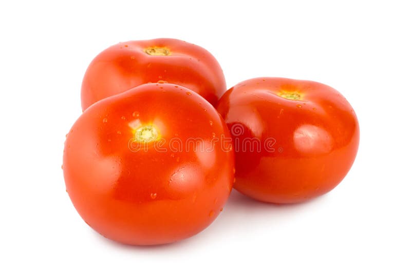 Three Tomato Slice with Leaf Parsley Isolated on White Background. Top ...
