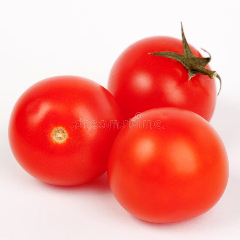 Three Tomato Slice with Leaf Parsley Isolated on White Background. Top ...