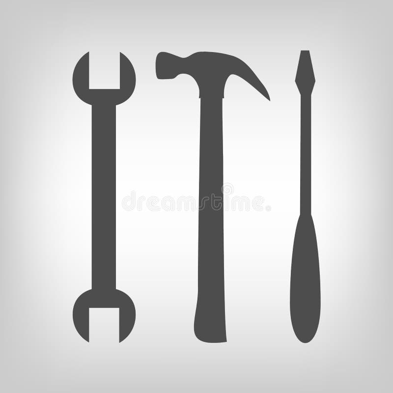 Three tools set stock vector. Illustration of grey, instrument - 43790826