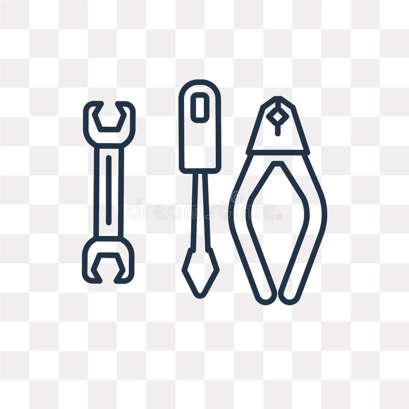 Three Tools Vector Icon Isolated on Transparent Background, Line Stock ...