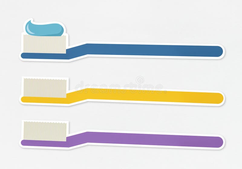 Three Toothbrush with Toothpaste Icons Stock Illustration ...