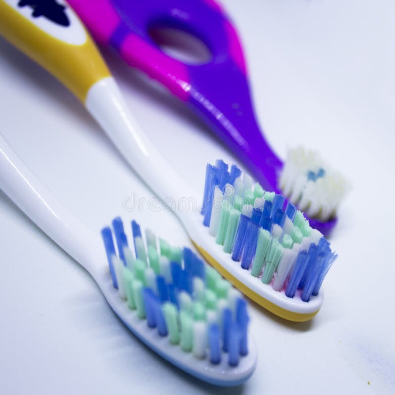 Three toothbrushes stock photo. Image of health, healthy - 102138124