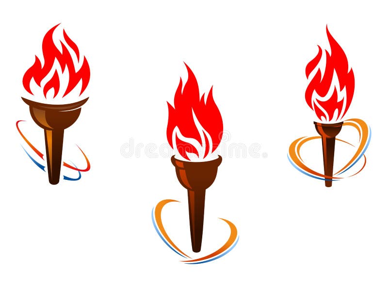 Three Torches with Fire Flames Stock Vector - Illustration of sign ...