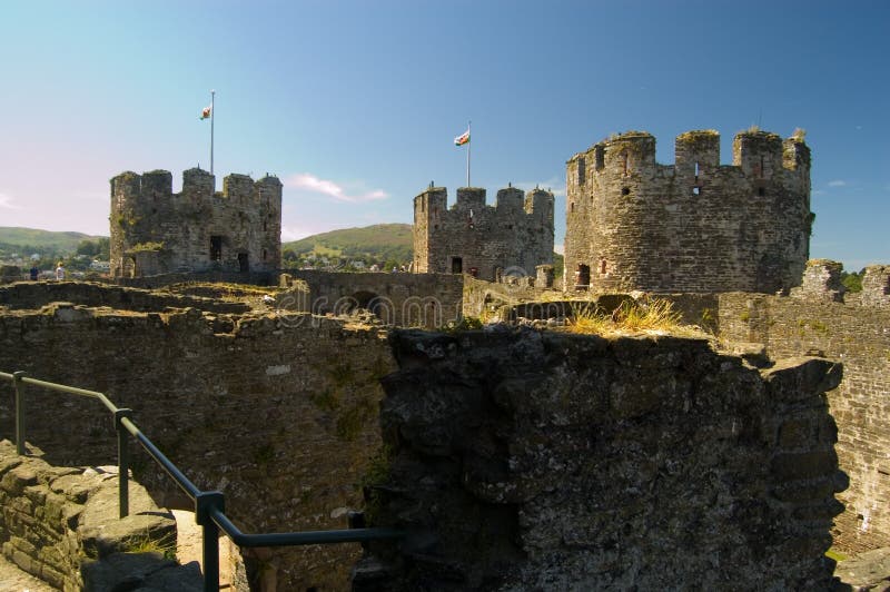 The Three Towers of the Castle Stock Photo - Image of conway, stone ...