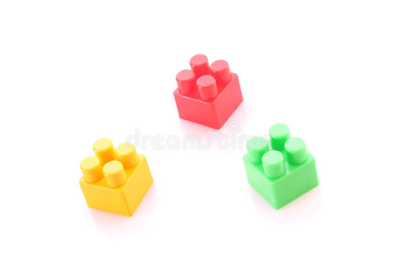 Three Toy Building Bricks Isolated Stock Photo - Image of construction ...