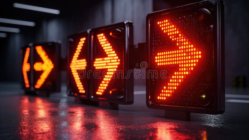Three Traffic Lights with Arrows Pointing To the Right Stock Image ...