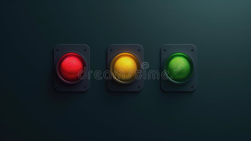 Three Traffic Lights on Dark Green Background. Suitable for ...
