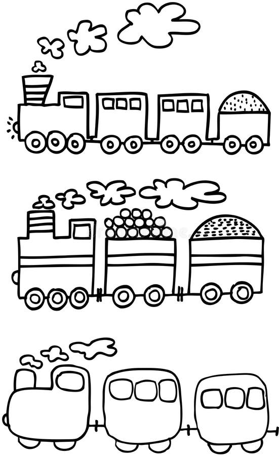 Three trains stock vector. Illustration of three, waggon - 9980953