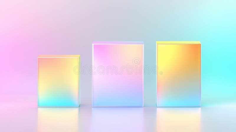 Three Translucent Cube-shaped Objects with Gradient Colors and ...