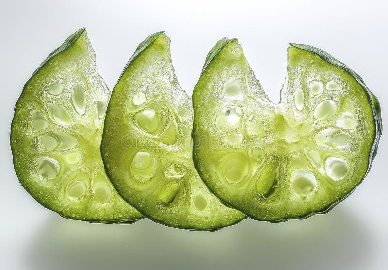 Translucent Green Fruit Slices on White Background Stock Illustration ...