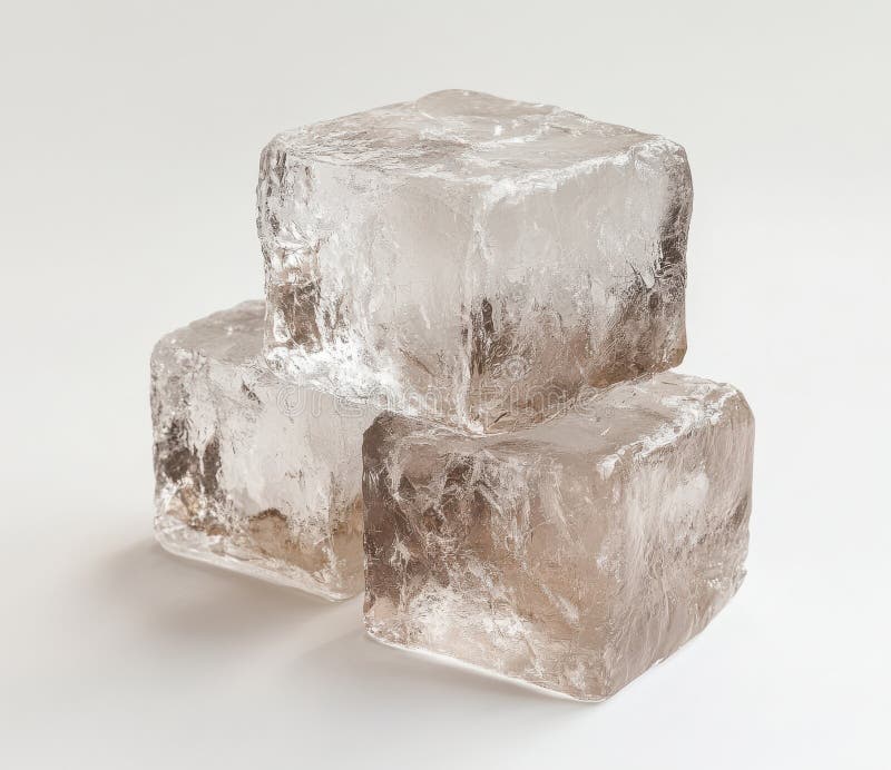 Three Translucent Ice Cubes on White Background Stock Illustration ...