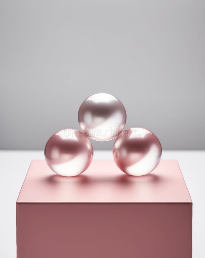 Three Translucent Spheres on a Pink Surface. Stock Photo - Image of ...