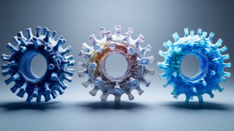 Three Translucent Virus Models Highlighting Microscopic Details on a ...