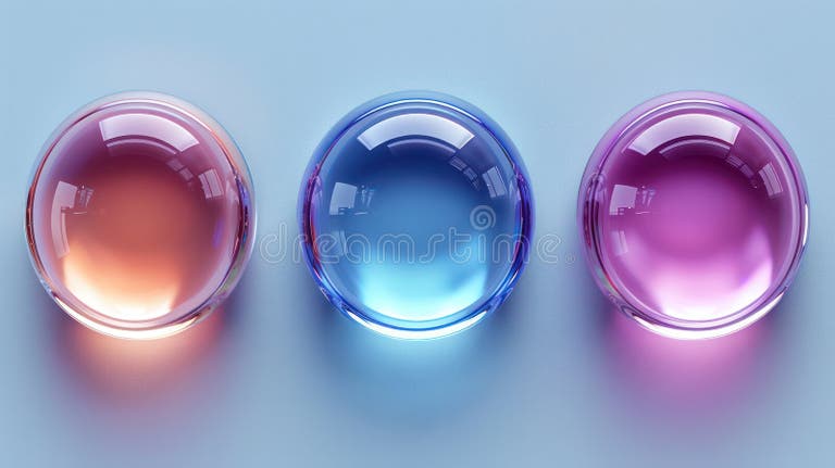 Three Transparent Colored Buttons Made of Stone or Glass. Generative AI ...