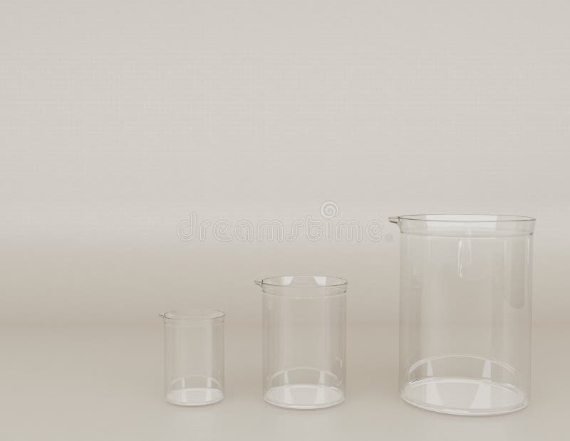 Three Transparent Cylinders Beakers of Varying 3 Sizes are Placed on a ...