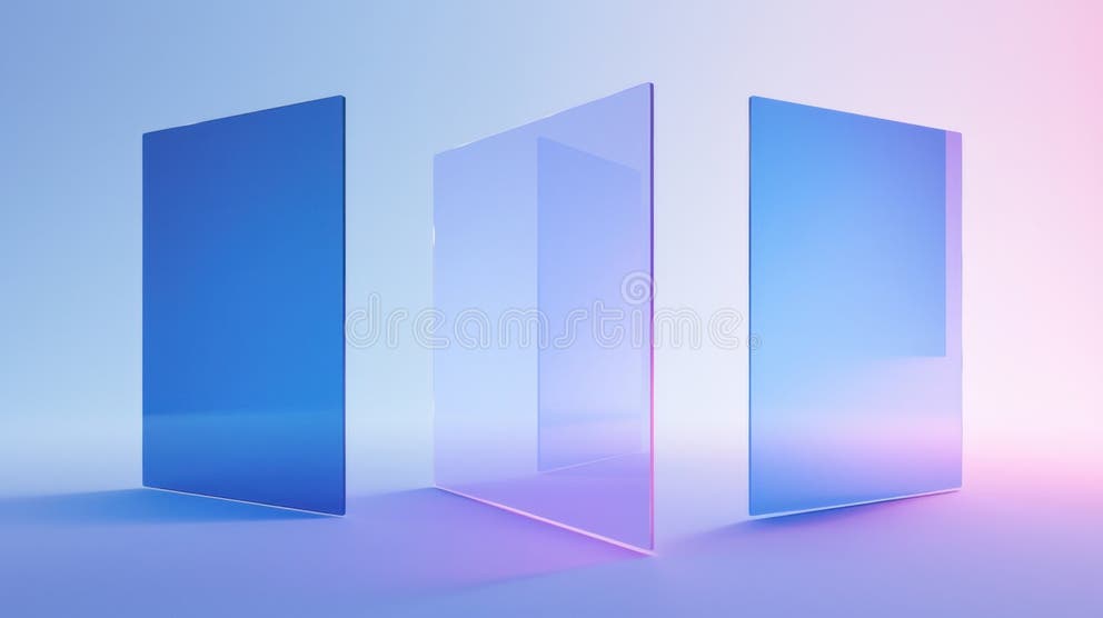 Three Rectangular Transparent Glass Blocks with a Gradient, Translucent ...