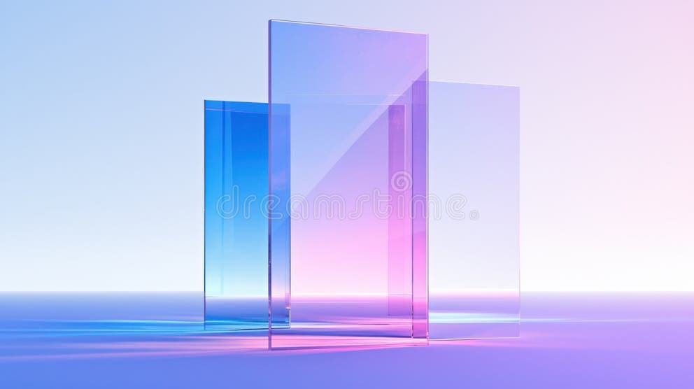 Three Rectangular Transparent Glass Blocks with a Gradient, Translucent ...
