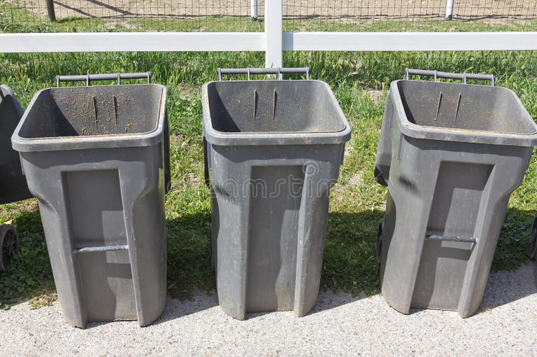 Three Trash Cans stock photo. Image of recycling, dump - 34153806