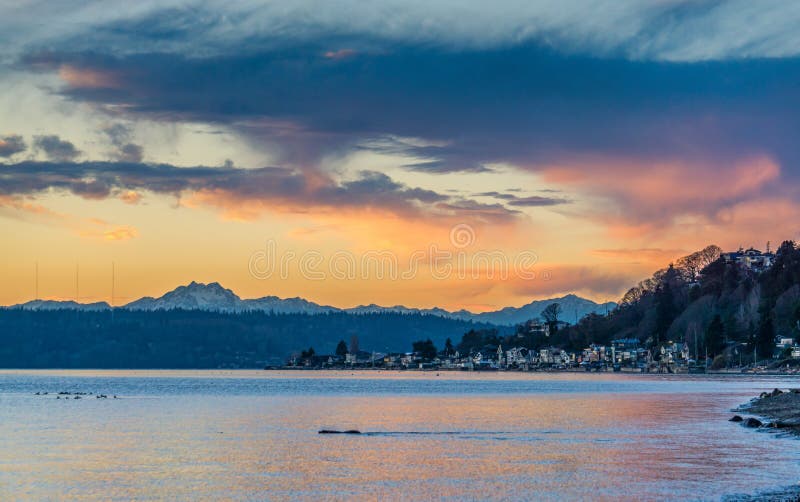 Three Tree Point Sunset 2 stock photo. Image of shoreline - 205284794