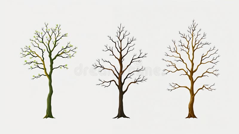 Three Trees in Different Seasons Showing the Cycle of Life Stock ...