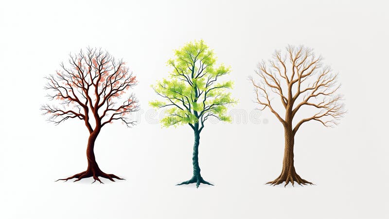 Three Trees Each Representing a Different Season Stock Illustration ...