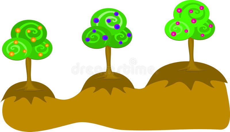 Three Trees on Mounds stock vector. Illustration of mound - 25494313