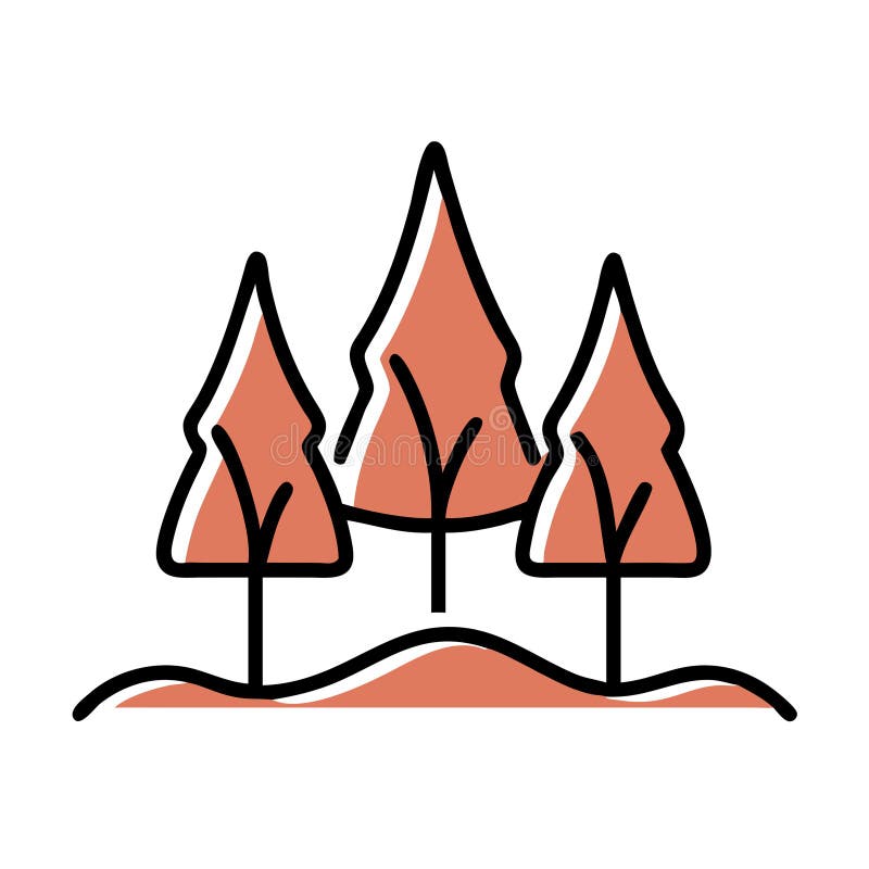 Three Trees are Shown in a Forest Setting Stock Image - Illustration of ...