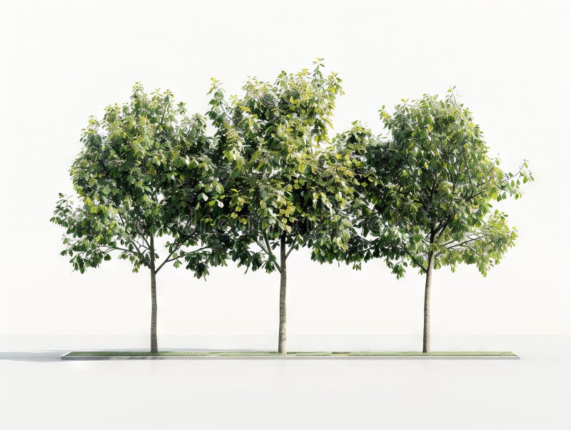 Three Trees are Shown in a Row on a White Background Stock Image ...