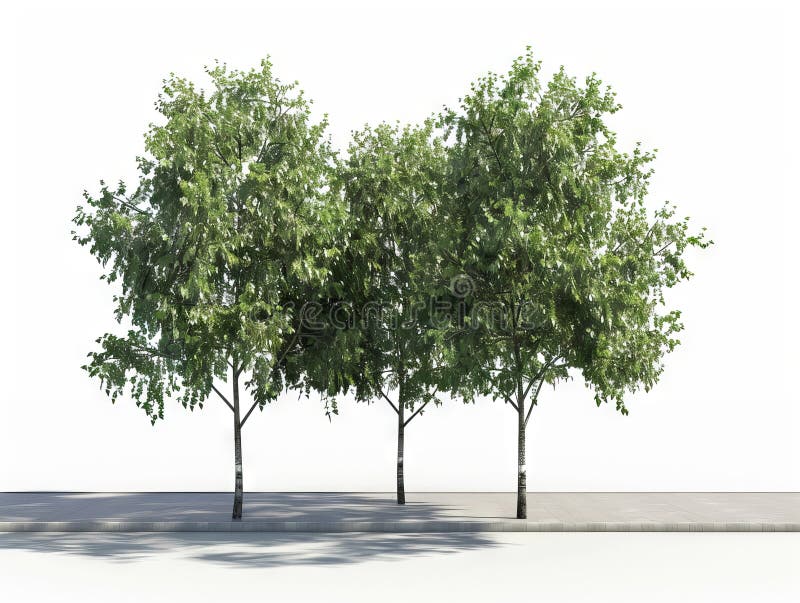 Three Trees are Shown on a White Background Stock Photo - Image of ...