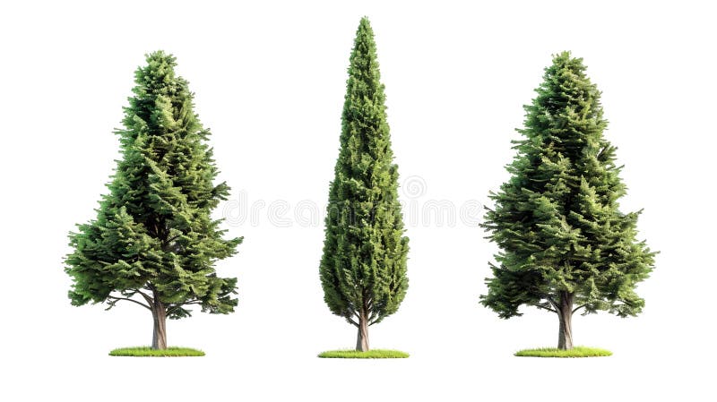 Three Trees with Different Colored Leaves, One is Yellow, One is Red on ...