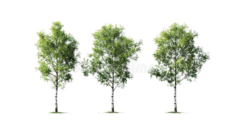 Three Trees with Different Colored Leaves, One is Yellow, One is Red on ...