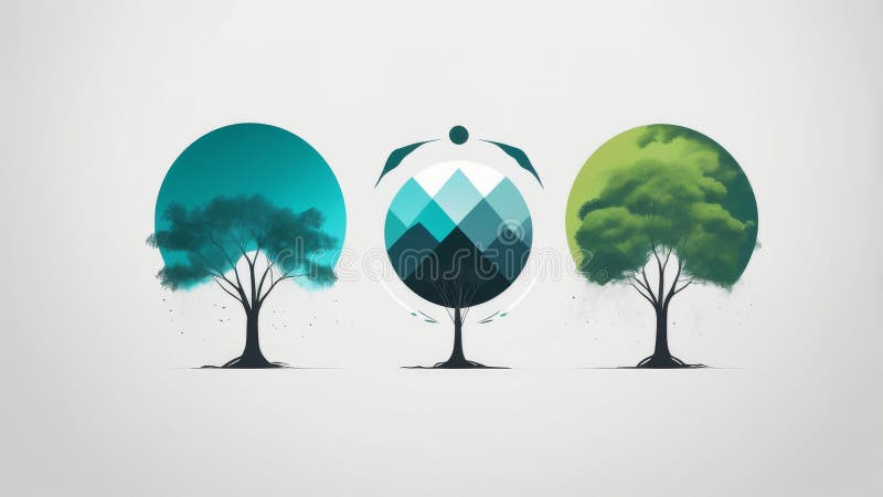Three Trees with Unique Designs Stock Illustration - Illustration of ...