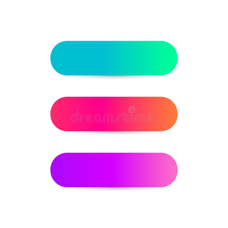 Three Trendy Empty Gradient Buttons Isolated on White. Vector ...